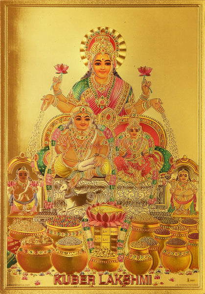 The Kuber Laxmi Golden Poster – OnlinePrasad.com