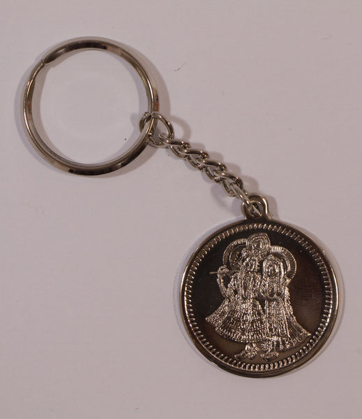 The Radhe Krishna with Flute In Silvar Key Chain – OnlinePrasad.com